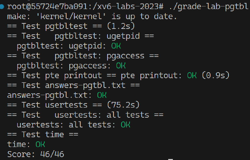 XV6 Lab - PageTables