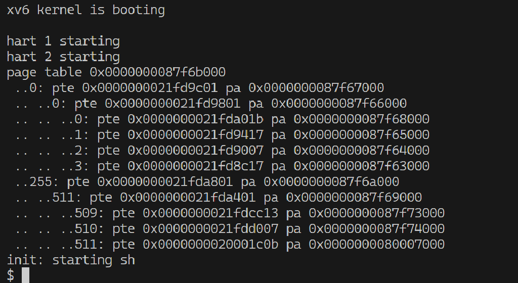 XV6 Lab - PageTables