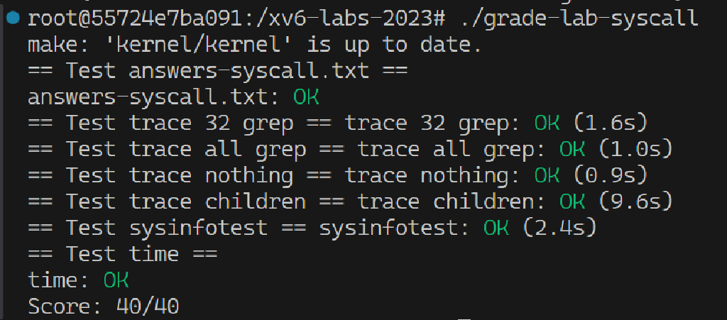 XV6 Lab - SystemCalls